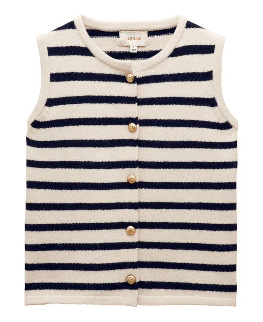 Landmark | Joules Holly Button Tank in Cream/Navy