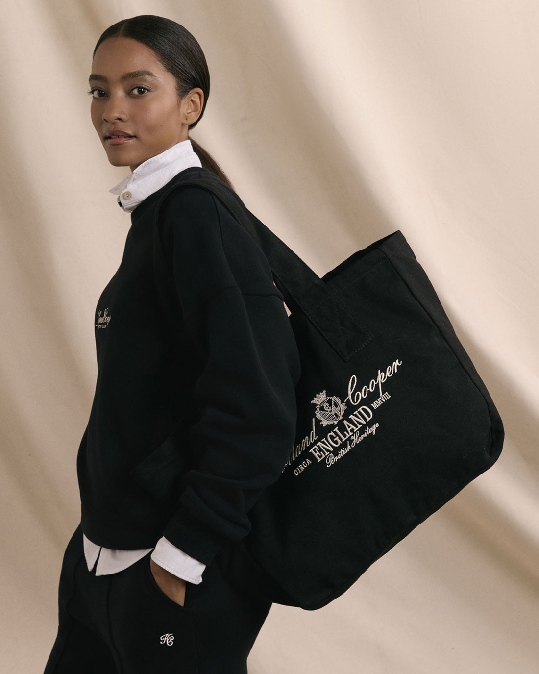 Landmark | Holland Cooper Essential Tote Bag in Black Ecru