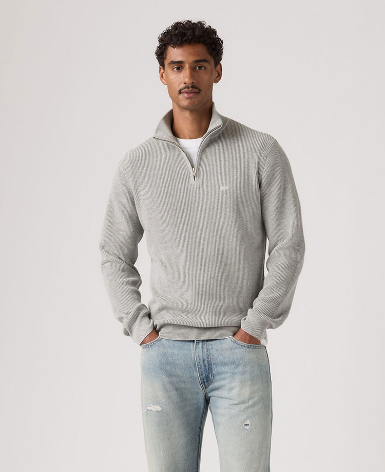 Landmark | Levis Hallmark Quarter Zip Sweater in Mid Tone Grey Heather
