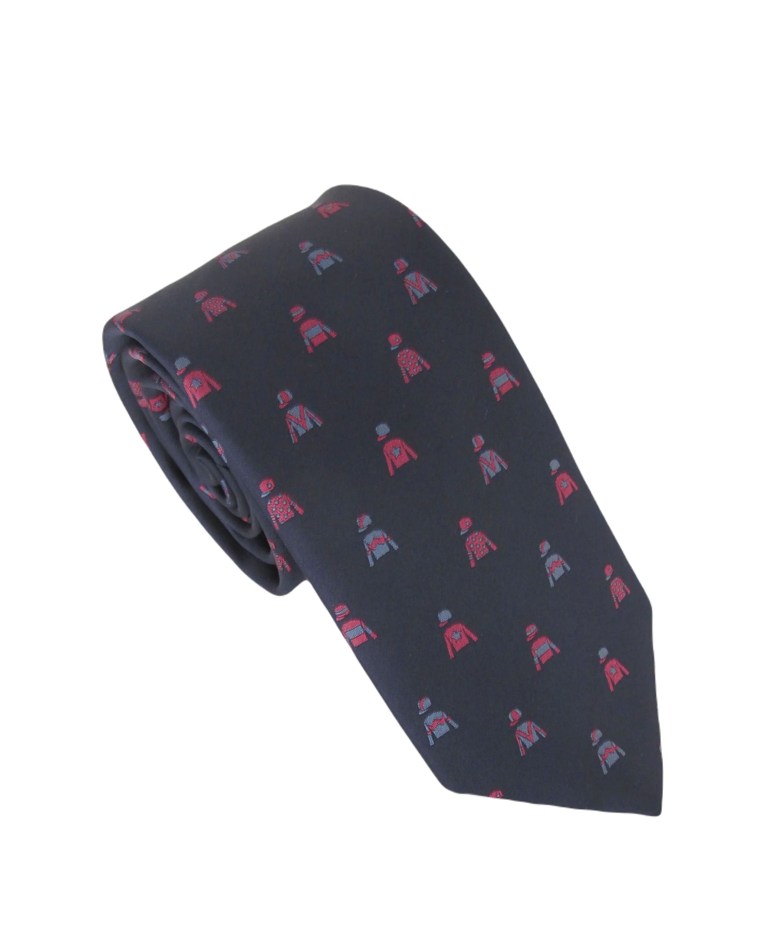 Landmark | Van Buck Motif Silk Tie in Jockey Silks Navy/Pink