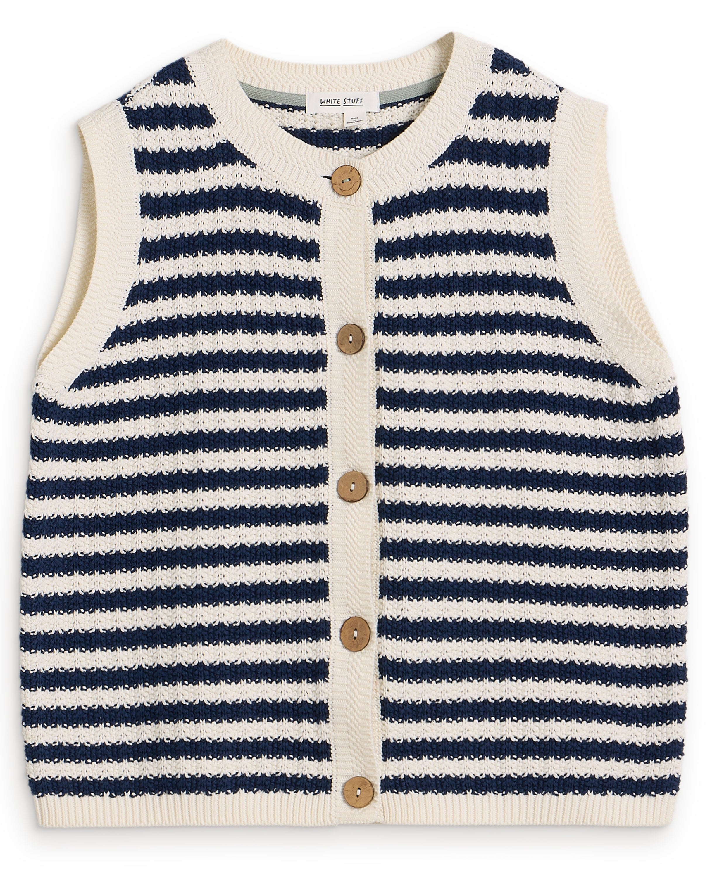 Landmark | White Stuff Sienna Stripe Button Tank in Navy Multi